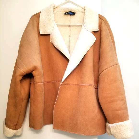 Alice Blue | Jackets & Coats | Aliceblue Tanbrown Faux Suede Shearling ...